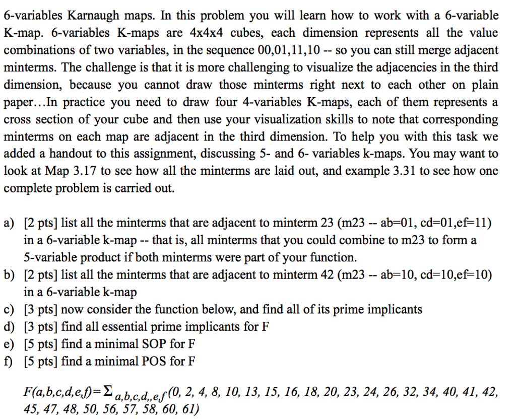 6-variables Karnaugh maps. In this problem you will | Chegg.com