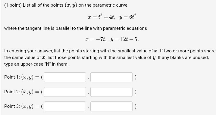 Solved (1 point) List all of the points (x, y) on the | Chegg.com