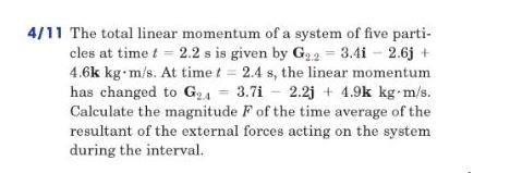 Solved The total linear momentum of a system of five | Chegg.com