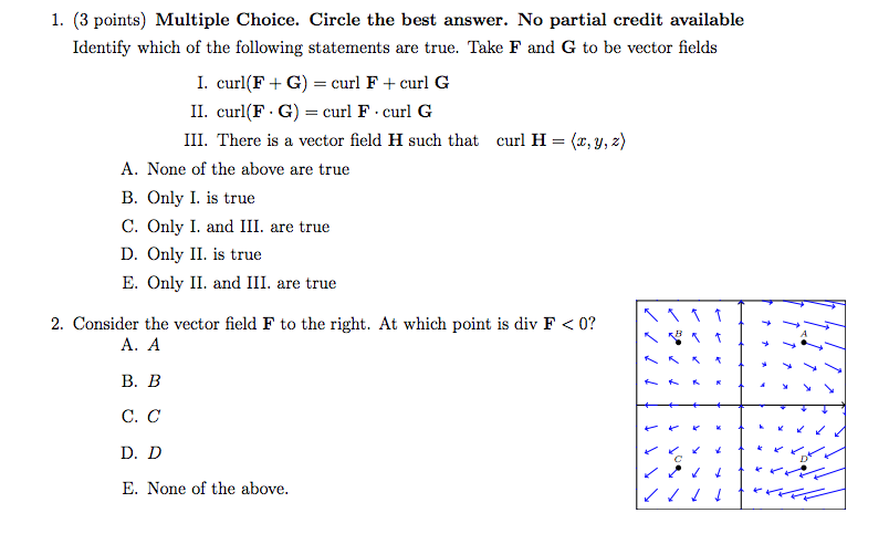 Solved 1. Multiple Choice. Circle the best answer. No | Chegg.com
