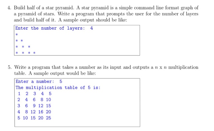 Solved 4. Build half of a star pyramid. A star pyramid is a | Chegg.com