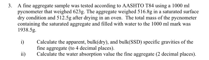 Solved A fine aggregate sample was tested according to | Chegg.com