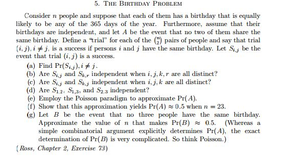 Solved Consider n people and suppose that each of them has a | Chegg.com