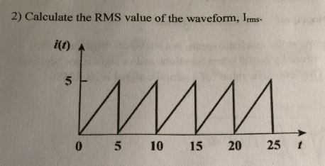 Solved Calculate the RMS value of the waveform, Ims 10 5 10 | Chegg.com