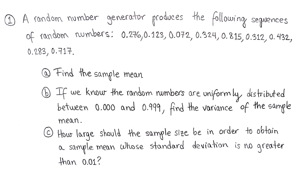 Solved andom number generotor prodces thellowin of random | Chegg.com