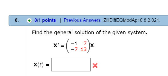 Solved Find the general solution of the given system. X'=(-1 | Chegg.com