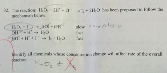 Solved The reaction: H_2O_2 + 2H^+ + 2I^- rightarrow I_2 + | Chegg.com