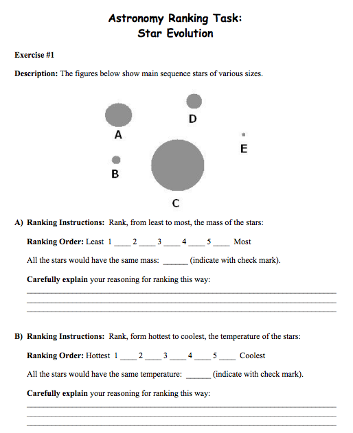Solved Astronomy Ranking Task: Star Evolution Exercise #1 | Chegg.com