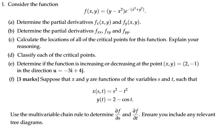 Solved 1. Consider the function(a) Determine the partial | Chegg.com
