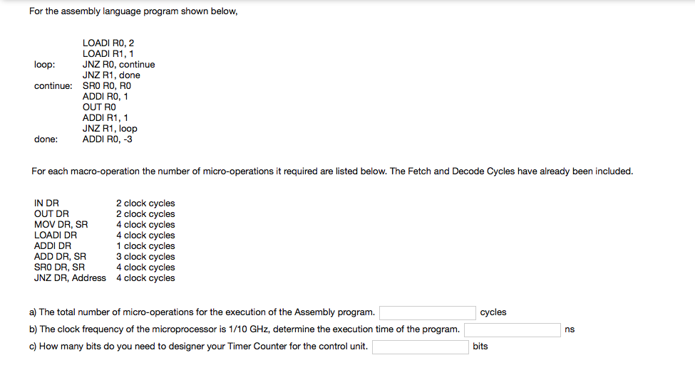 Solved For the assembly language program shown below LOADI | Chegg.com