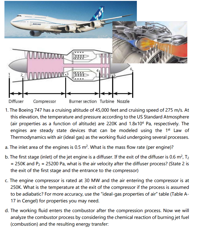 Solved Diffuser Compressor Burner section Turbine Nozzle 1. | Chegg.com
