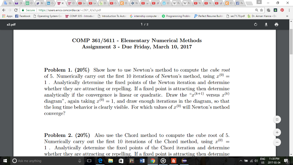 Solved Show How To Use Newtons Method To Compute The Cube