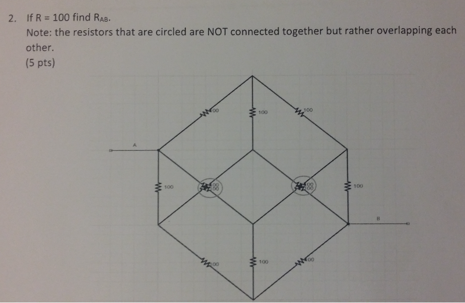 Solved 2. If R= 100 find RAB. Note: the resistors that are | Chegg.com