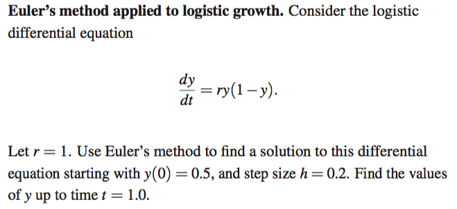 Solved Euler’s method applied to logistic growth. Consider | Chegg.com