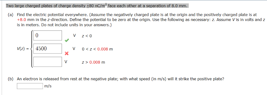 Solved: Two Large Charged Plates Of Charge Density 180 NC/... | Chegg.com