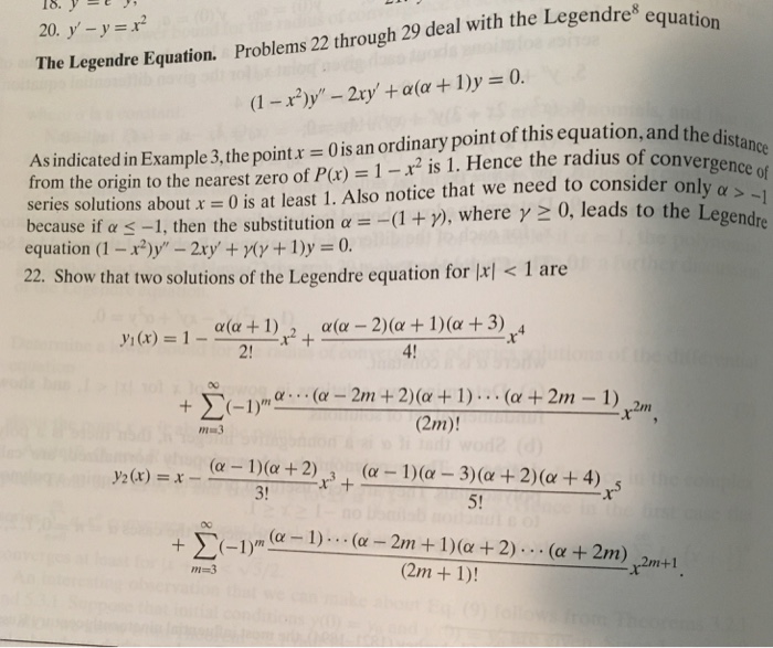 Solved With the Legendre^8 equation (1 - x^2)y" - 2xy' + | Chegg.com
