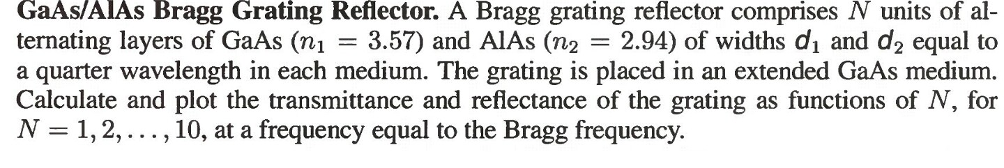 GaAs/AlAs Bragg Grating Reflector. A Bragg grating | Chegg.com