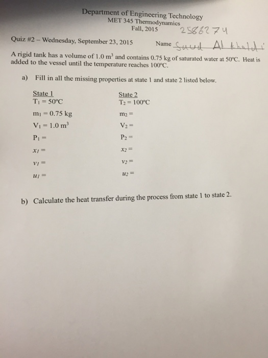 Solved A rigid tank has a volume of 1.0 m3 and contains 0.75 | Chegg.com