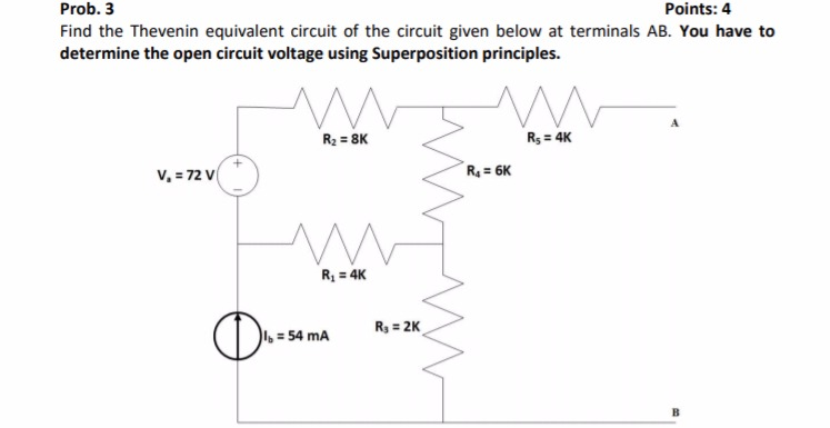 Solved Points: 4 Prob. 3 Find the Thevenin equivalent | Chegg.com
