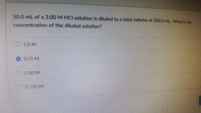 Solved 50.0 ml of a 300 M HCI solution is diluted to a total | Chegg.com