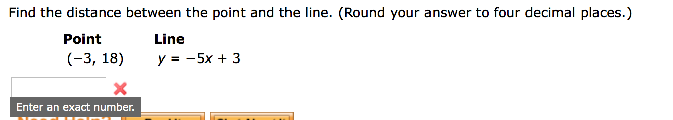 Solved Find the distance between the point and the line. | Chegg.com