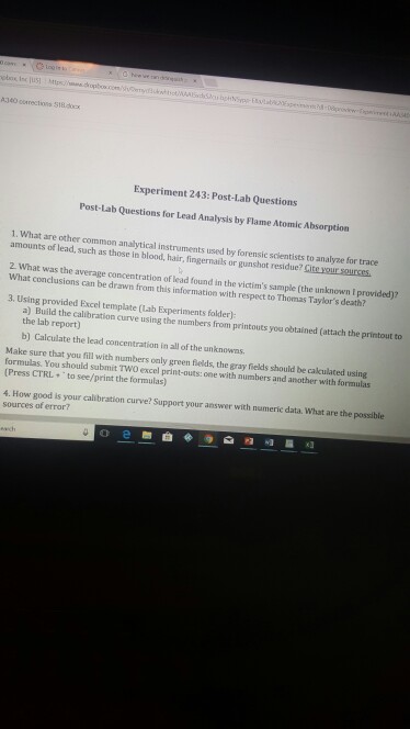Solved Experiment 243: Post-L.ab Questions Post-Lab | Chegg.com