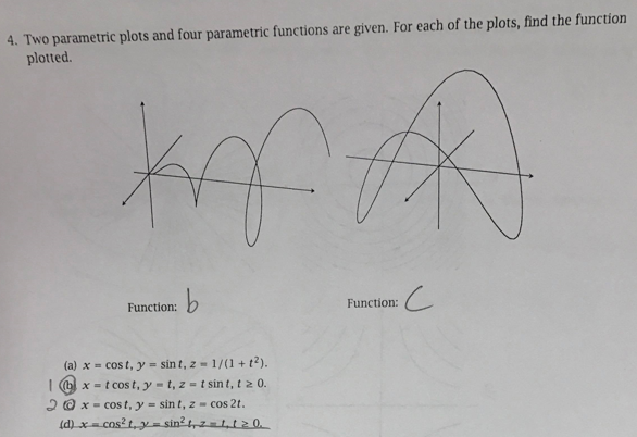 Solved 4 Two Parametric Plots And Four Parametric Functions