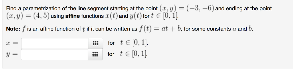 Solved Find a parametrization of the line segment starting | Chegg.com