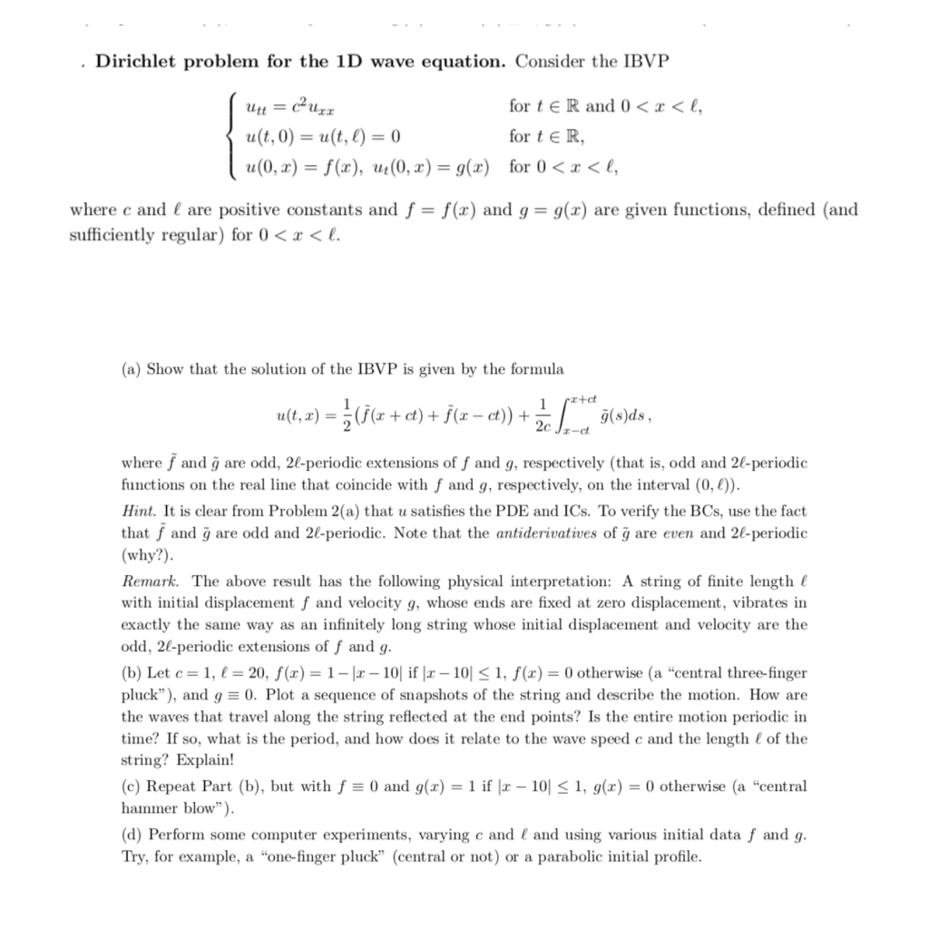 Solved . Dirichlet problem for the 1D wave equation. | Chegg.com