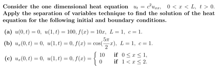 Solved Consider the one dimensional heat equation u_t = c^2 | Chegg.com