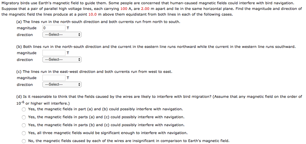 Solved Migratory birds use Earth's magnetic field to guide | Chegg.com