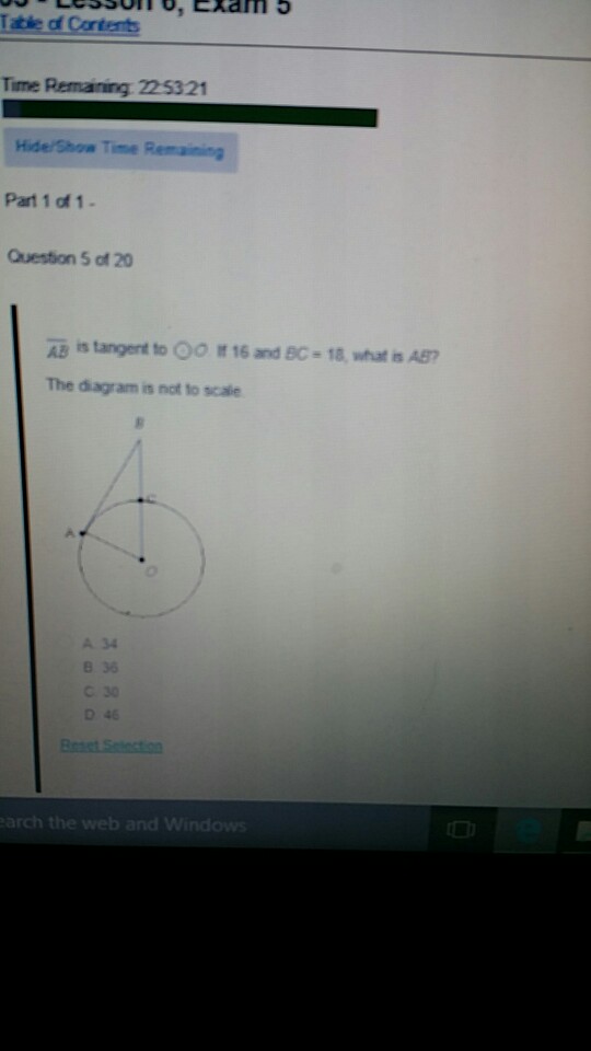 Solved AB bar is tangent to if 16 and BC = 18, what is AB? | Chegg.com