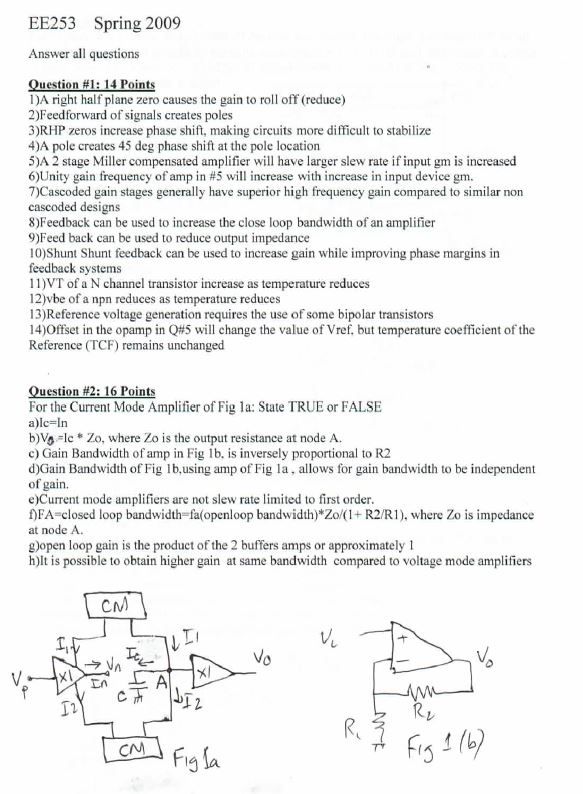Solved EE253 Spring 2009 Answer all questions Question #1 : | Chegg.com