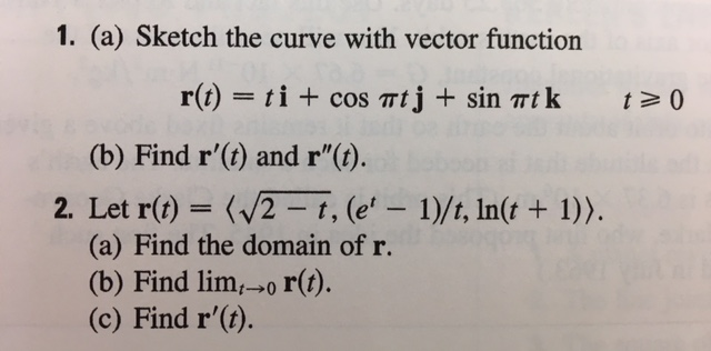 Solved 1. (a) Sketch the curve with vector function r(t) = | Chegg.com