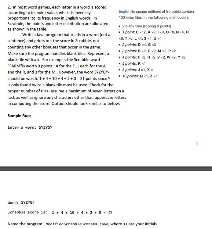 Solved In most word games, each letter in a word is scored | Chegg.com