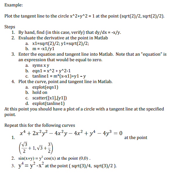 Example Plot the tangent line to the circlexA2+y^2-1 | Chegg.com