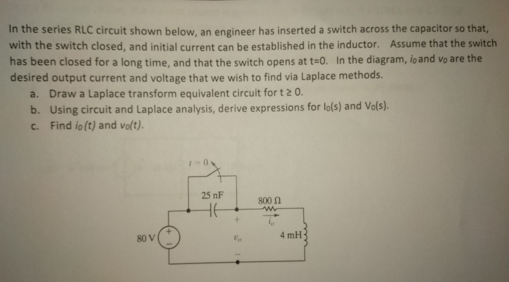 Solved In the series RLC circuit shown below, an engineer | Chegg.com
