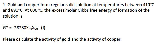 Solved Gold and copper form regular solid solution at | Chegg.com