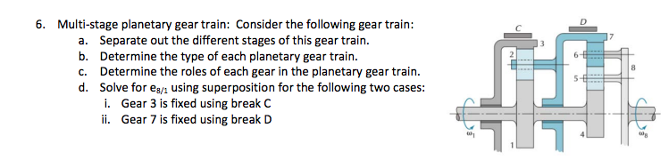 Solved 6. Multi-stage planetary gear train: Consider the | Chegg.com