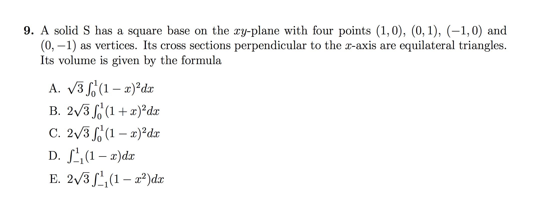 Solved A solid S has a square base on the xy-plane with four | Chegg.com