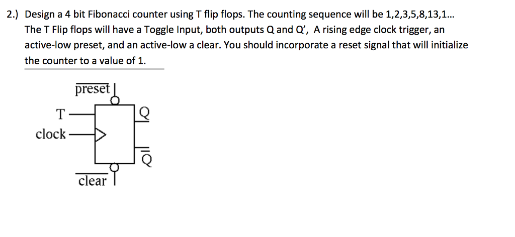 Solved Design a 4 bit Fibonacci counter using T flip flops. | Chegg.com