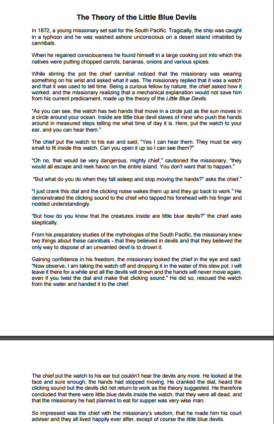 Solved Is the theory of the little blue devils a good | Chegg.com