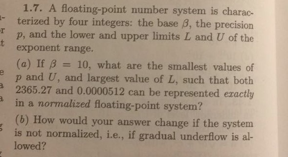 Solved A floating-point number system is characterized by | Chegg.com