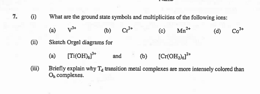 Solved What are the ground state symbols and multiplicities | Chegg.com
