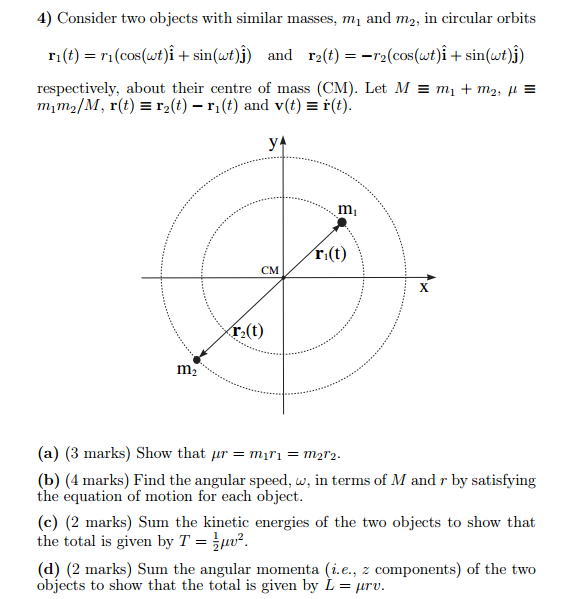 Consider two objects with similar masses, m_1 and | Chegg.com