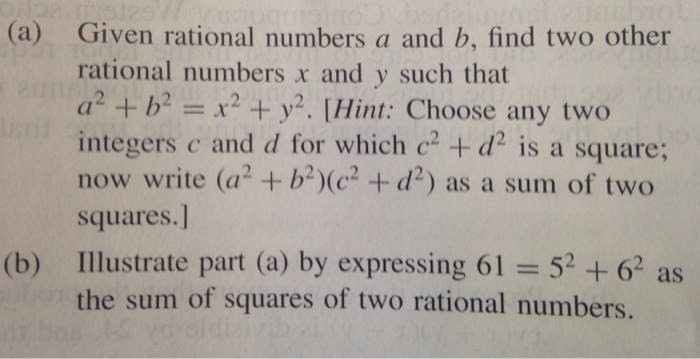 Solved (a) Given rational numbers a and b, find two other | Chegg.com