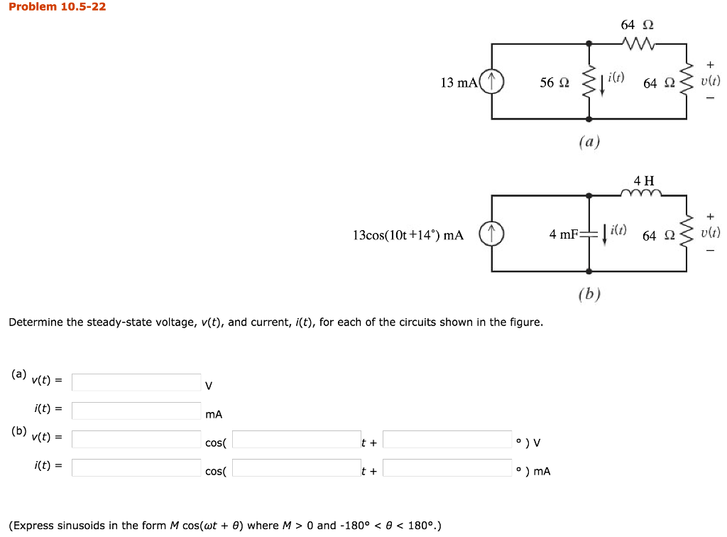 Solved Determine the steady-state voltage, v (t), and | Chegg.com