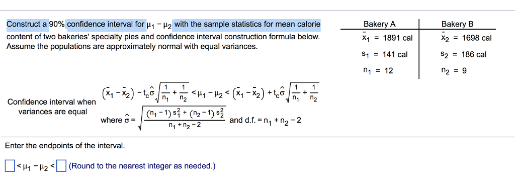 Solved Construct a 90% confidence interval for μ1-μ2 with | Chegg.com
