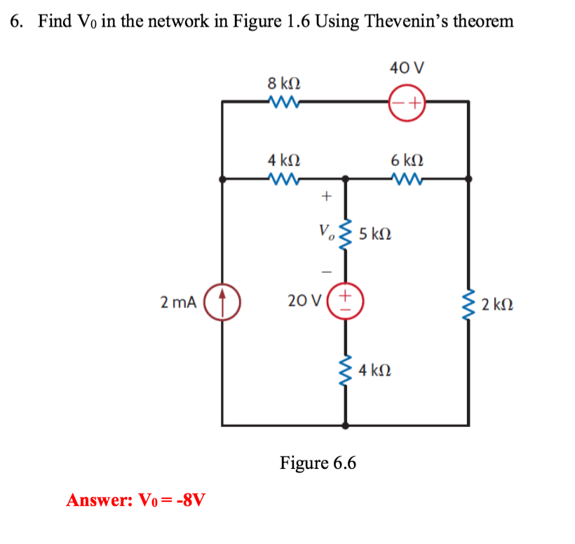 Solved Find V0 in the network in figure 1.6 using Thevenin's | Chegg.com