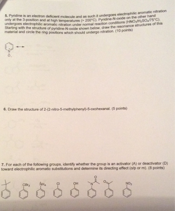 Solved Pyridine is an electron deficient molecule and as | Chegg.com